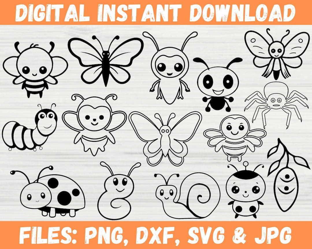 Bugs SVG Bundle, Cute Insect Clipart, Nursery Baby Room Decor ...