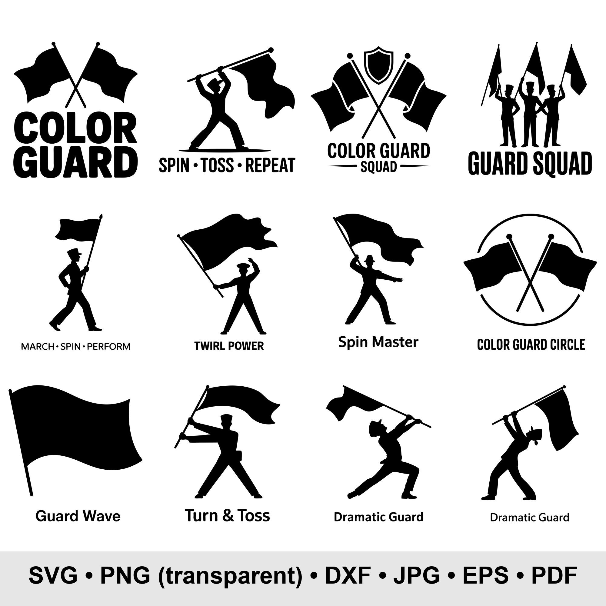 Color Guard SVG Bundle | Winter Guard SVG for Cricut | Flag Flipping ...