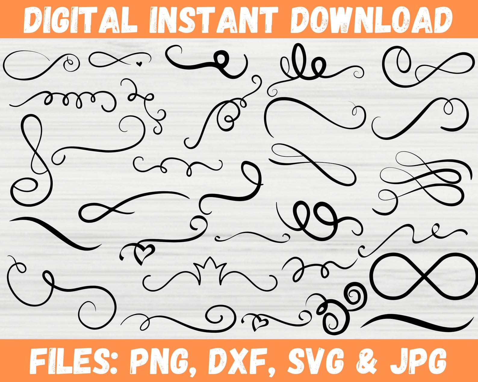 Swirl SVG-Bundle, Hochzeit Bordüre Vektor, Clip Art, Swoosh SVG, Swoosh ...