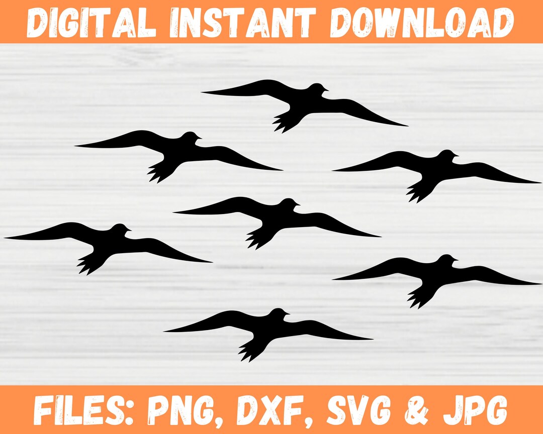 Flying Birds SVG Bundle, Minimalist Black & White Birds Vector, Birds ...