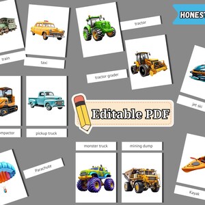 Vehicles Flashcards | Editable PDF Kid Flashcards | Flashcards ...