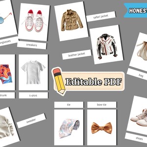 Clothes Flashcards | PDF Printable Card | Editable Montessori Cards ...