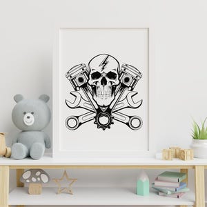 Skull Mechanic SVG, Mechanic Logo, Skull Svg, Wrenches Svg, Tools Svg ...