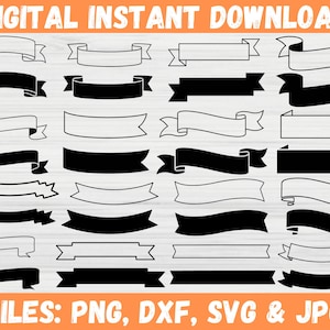 Banner Svg Bundle, Ribbon Label Silhouette, Header Banners Template ...