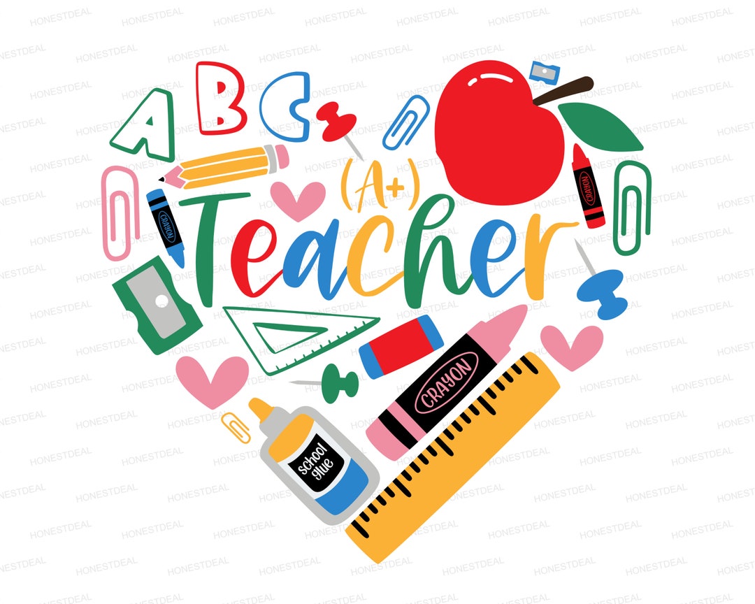 Teacher Heart SVG and PNG Cut Files, Teacher Appreciation Week ...
