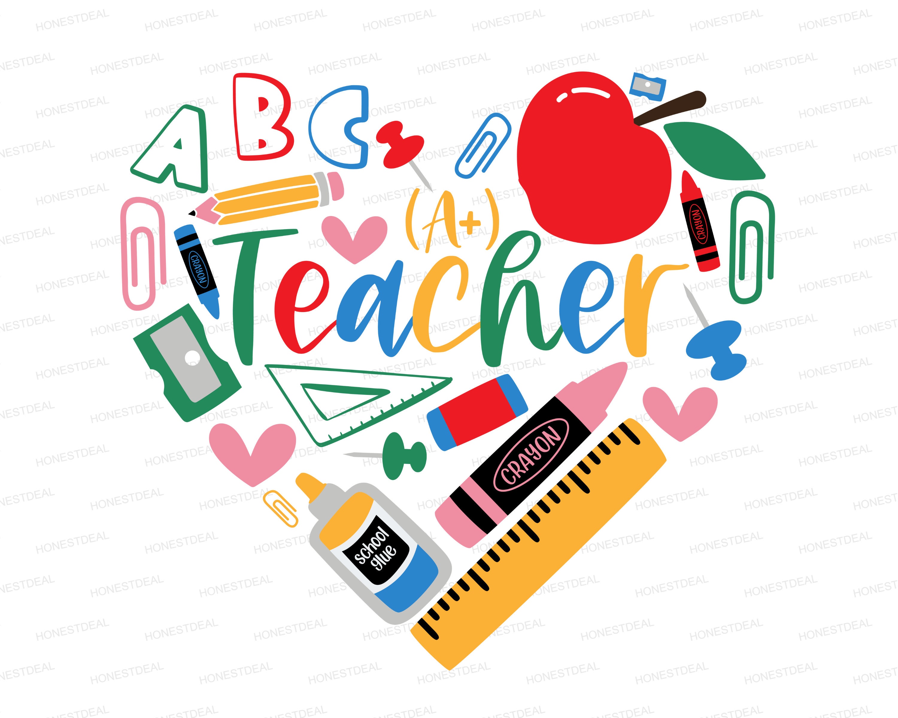 Teacher Heart SVG School Supplies Svg Back to School Svg - Etsy