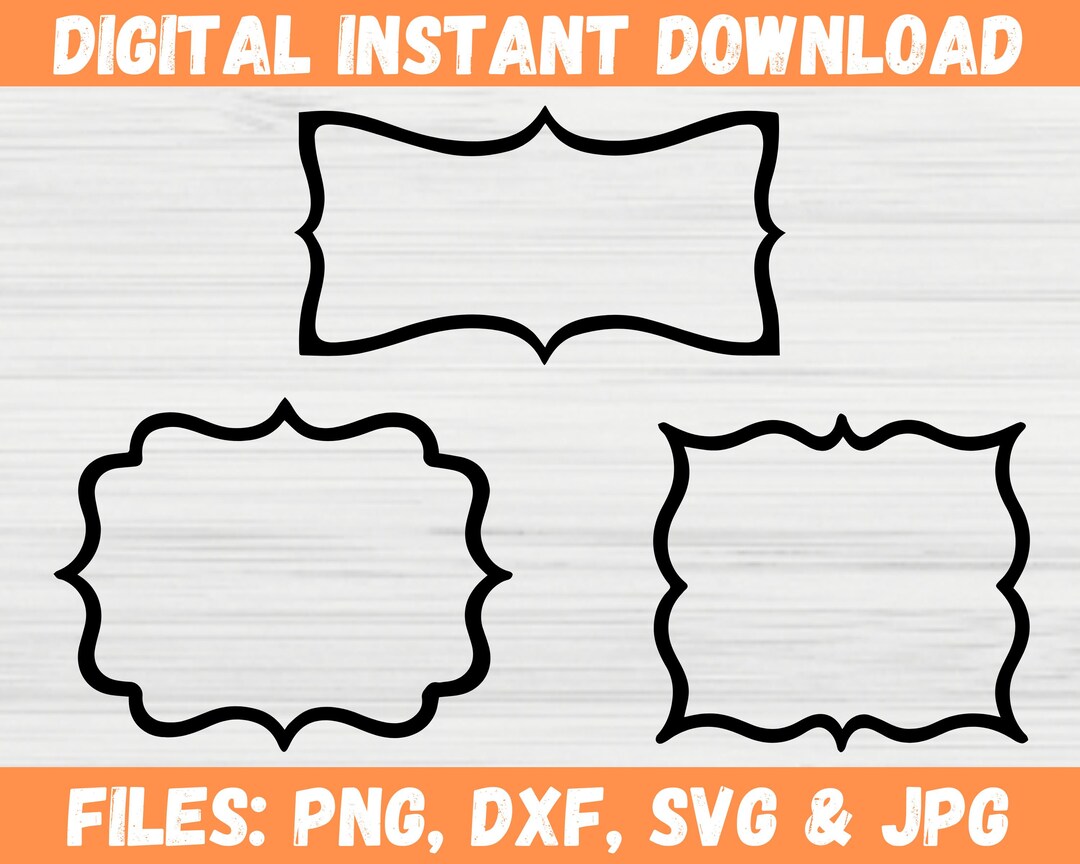 Monogram Frame SVG, Digital Scalloped Frame, Rectangular Frame Design ...