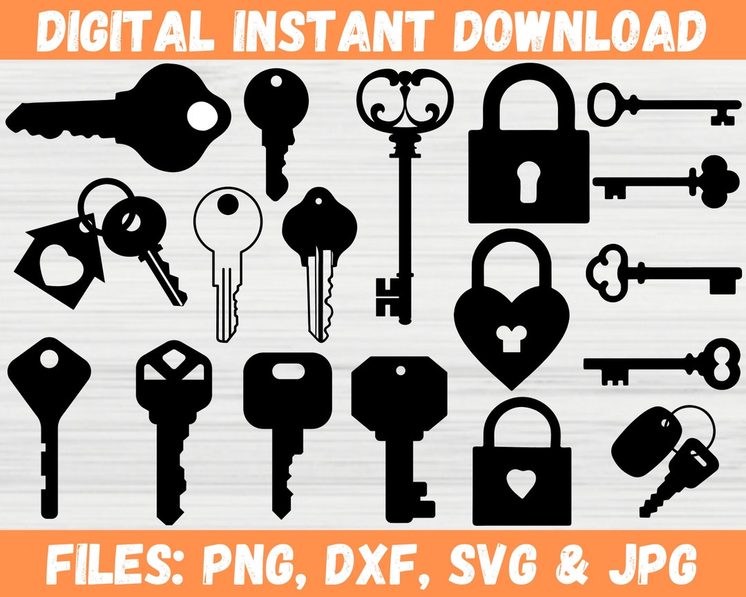 Key SVG Bundle, Cricut Cut File for SVG, Antique Lock Design Silhouette ...