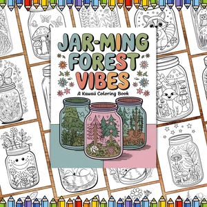 Cute Kawaii Forest Jar Coloring Pages, Bold and Easy Coloring Book ...