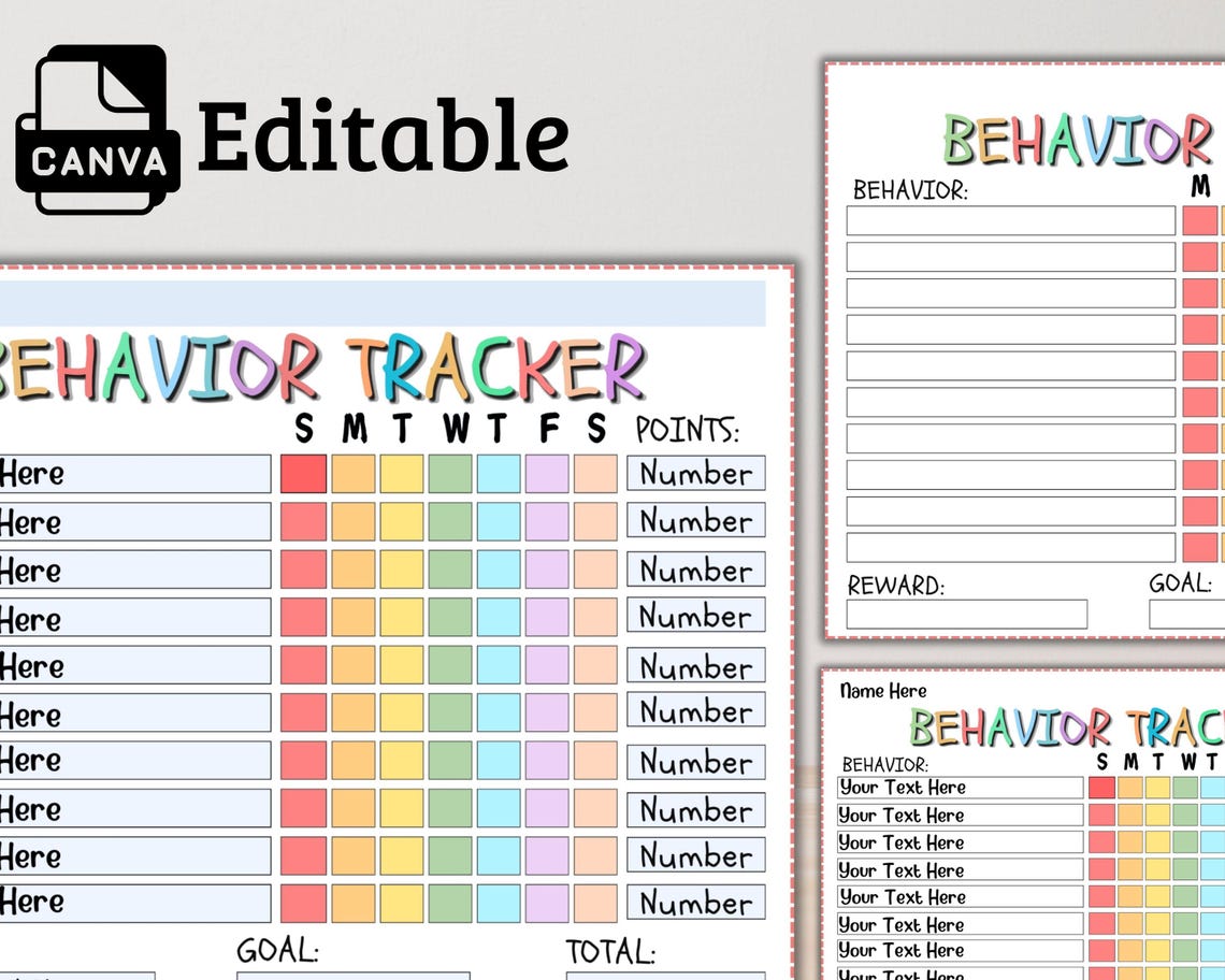 Behavior Reward Chart for Kids, Behavior Tracker for Kids, Good ...