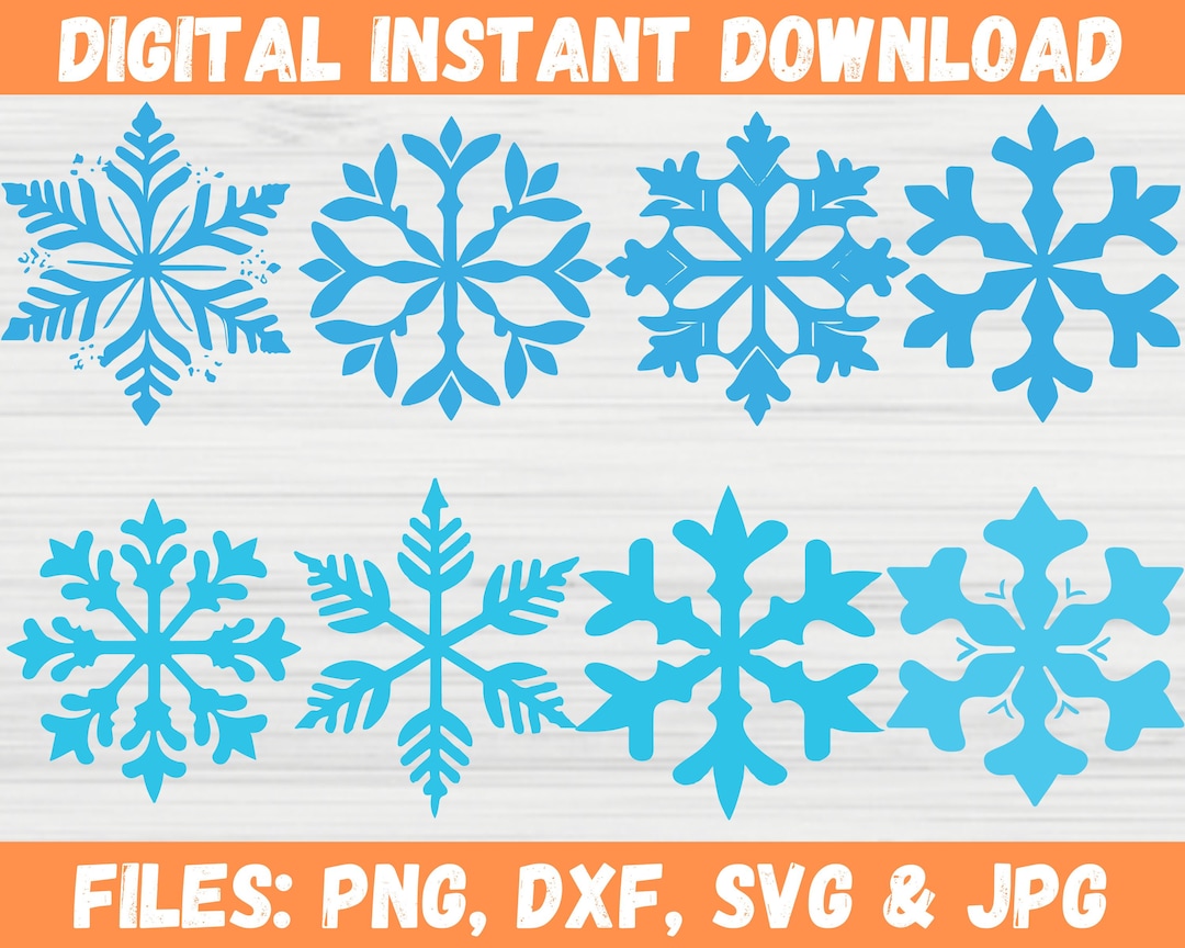 Snowflake Bundle SVG Winter Holidays Silhouette Design Flake Winter SVG ...