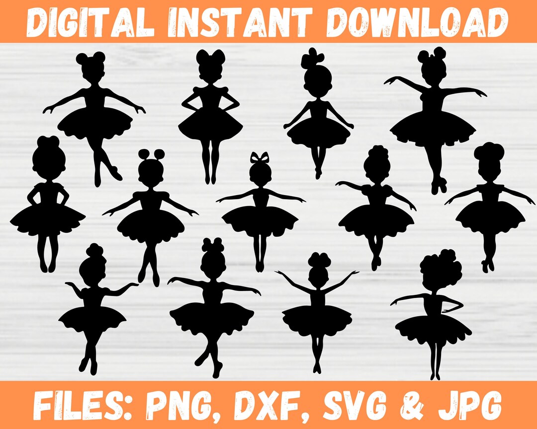 Ballerina SVG Bundle, Female Dancer Silhouette Design, Ballet Dancing ...