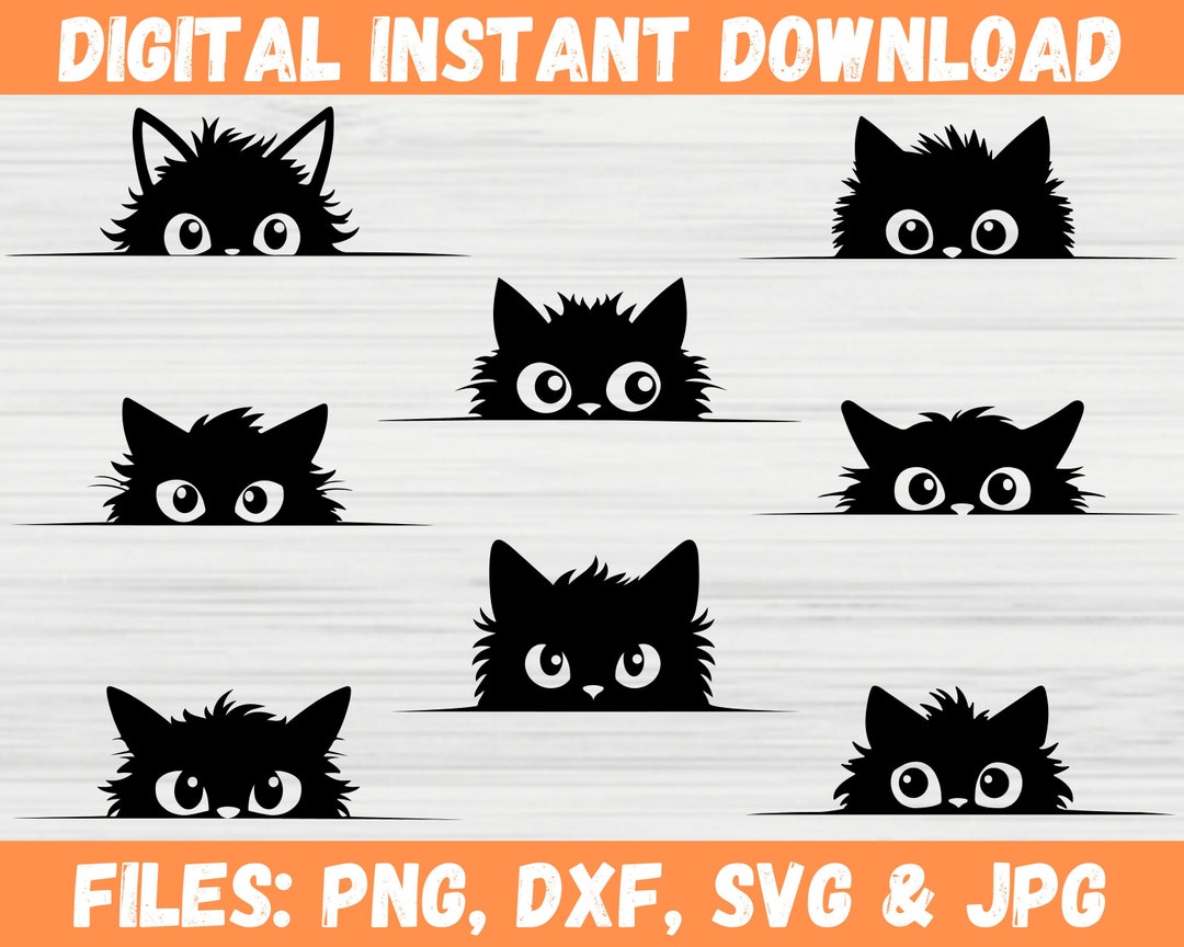 Peeking Cat SVG Bundle, Curious Kitten Clipart, Peeking Cats T-shirt ...