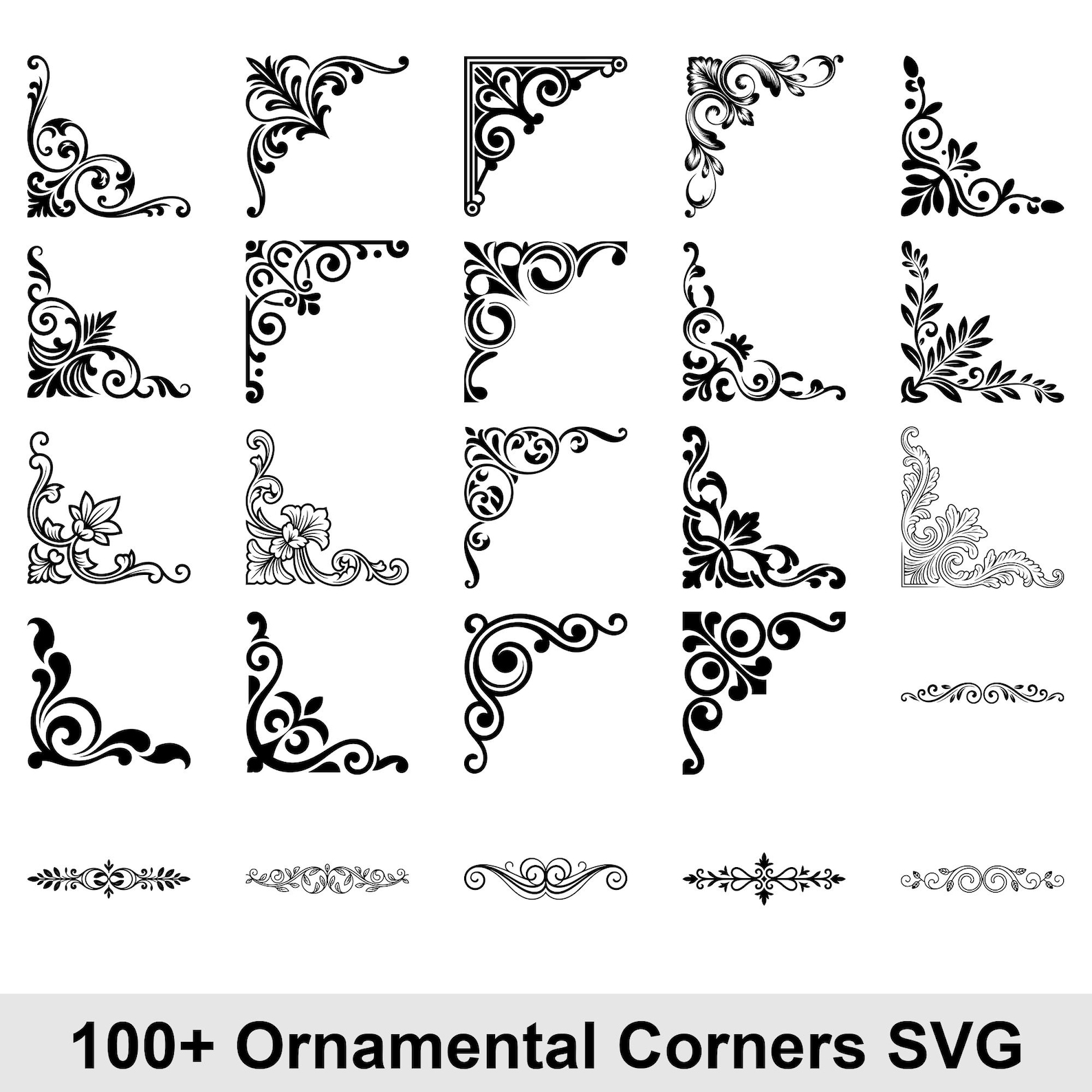 100+ Ornamental Corners SVG Bundle, Decorative Borders & Divider SVG ...