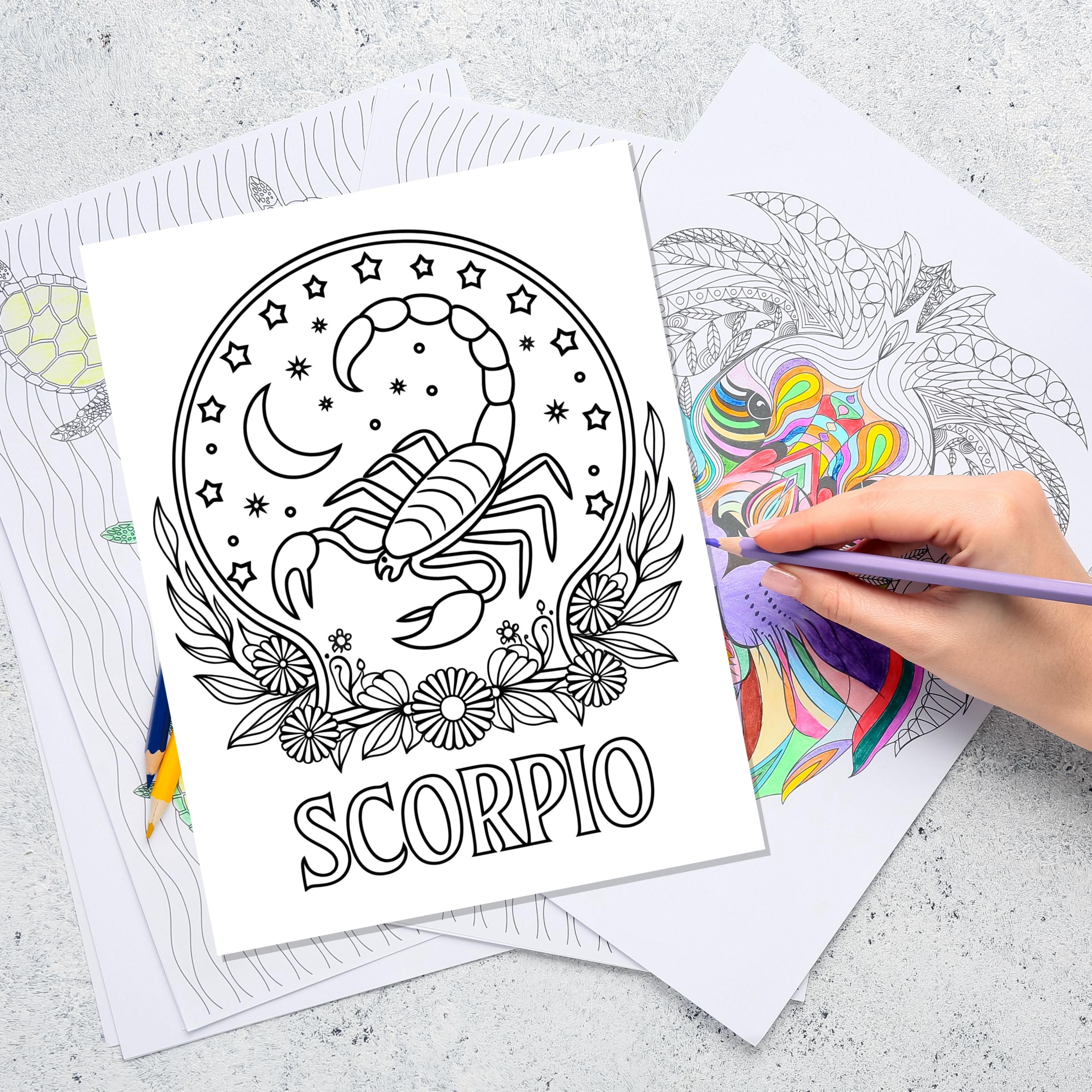 Zodiac Horoscope Coloring Book, Celestial Astrology Coloring Pages ...