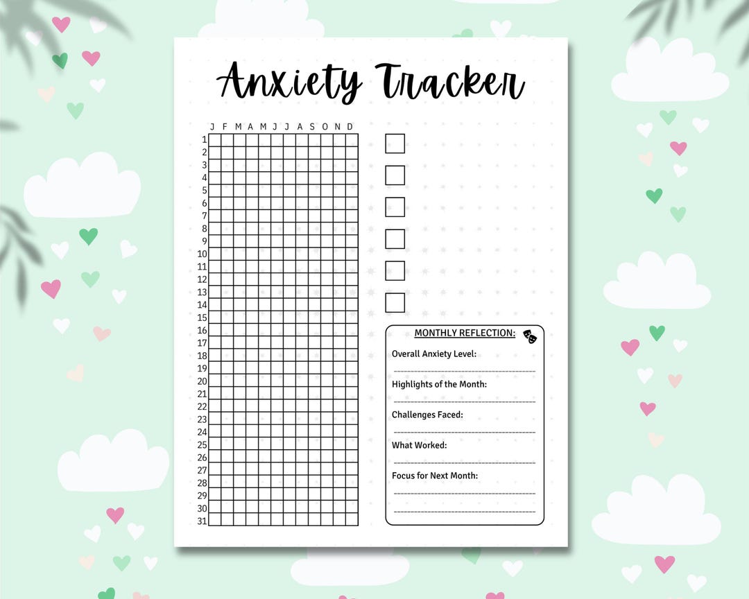 Anxiety Tracker Printable for New Moms | Mental Health Journal & Mood ...