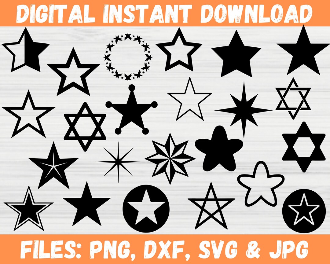 Star SVG Bundle Night Sky Shooting Star Clipart Decal Space Star ...