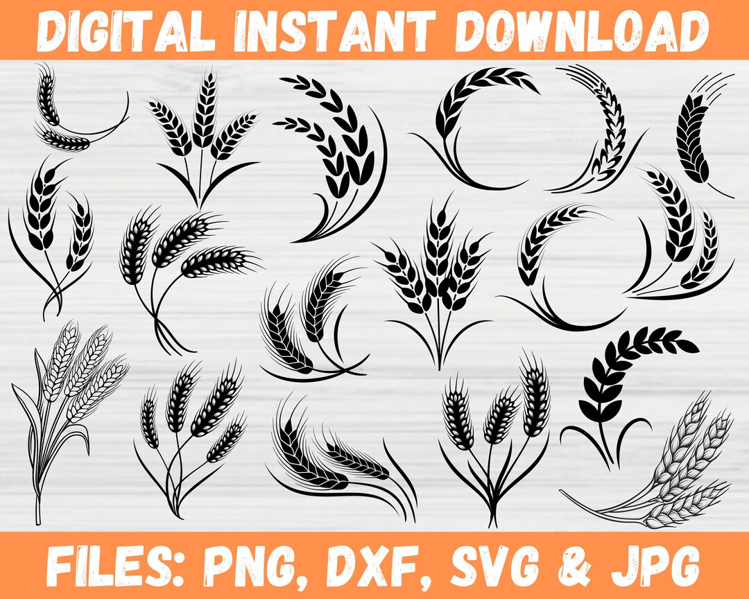 Wheat SVG Bundle, Grain of Wheats Clipart, Crop Farm Produce Silhouette ...