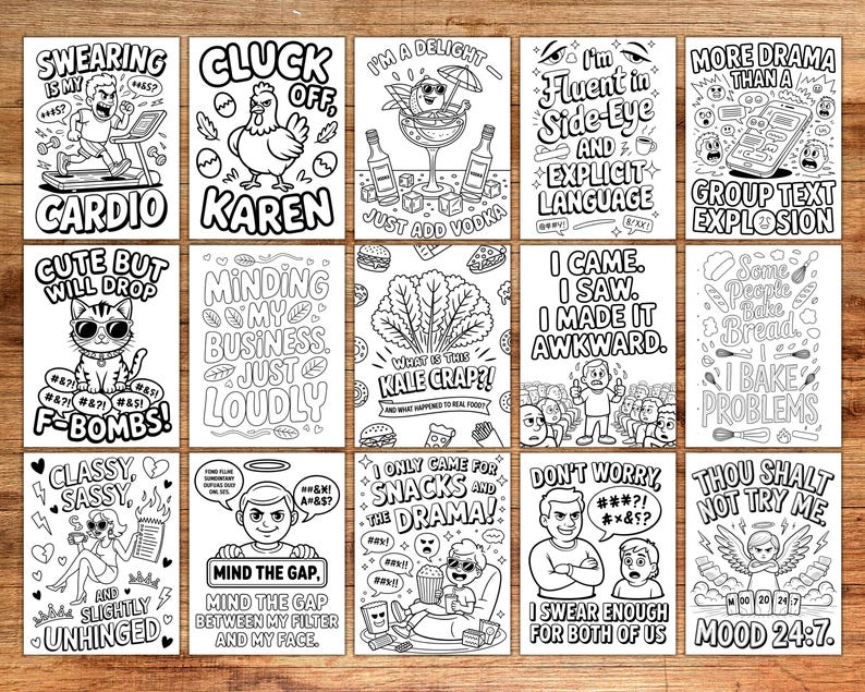 Swear Word Adult Coloring Book, Adult Curse Words Coloring Page, Swear ...