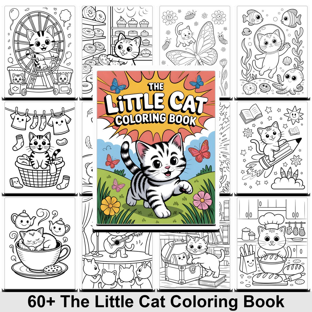60+ Little Cat Coloring Pages for Kids • Printable Cat Coloring Book ...