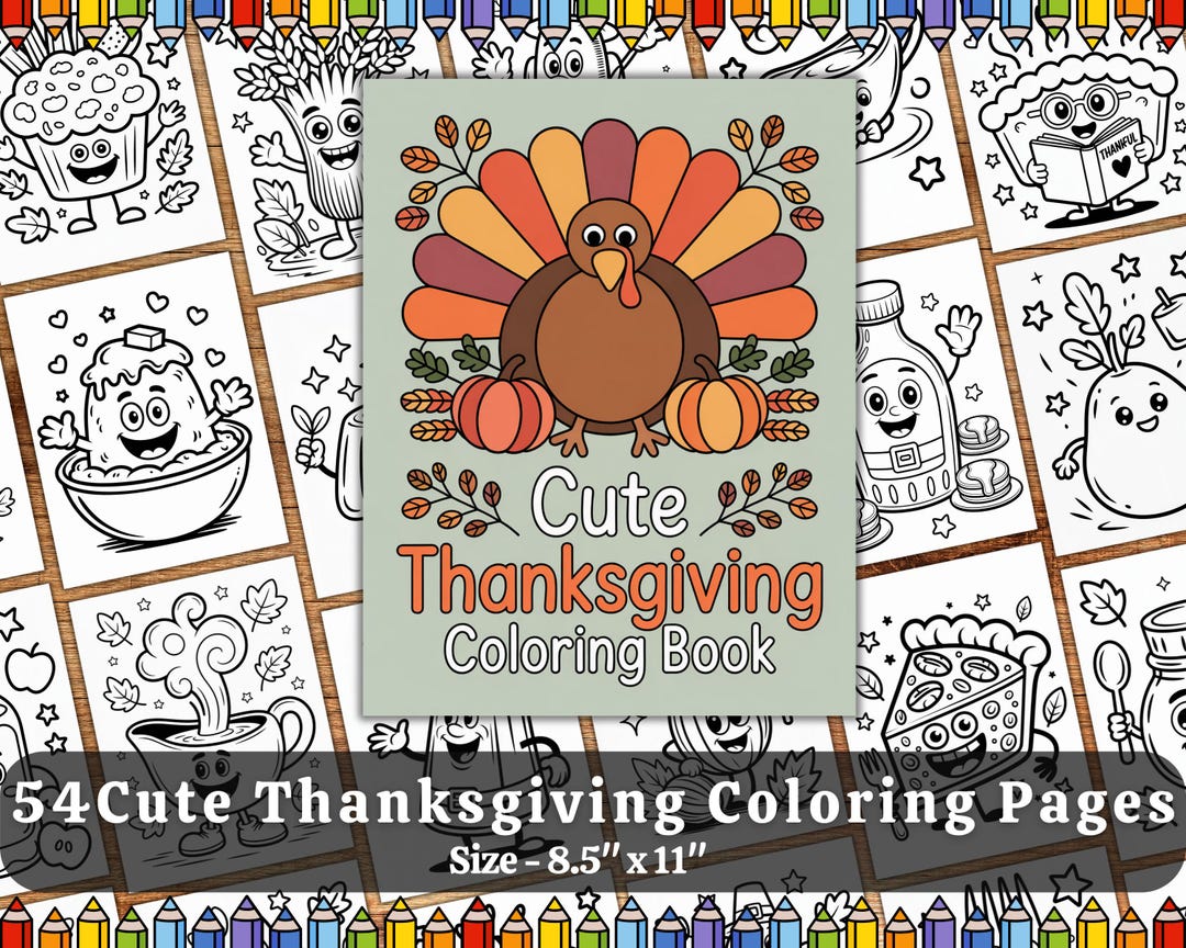 54 Thanksgiving Coloring Pages for Kids & Adults | Commercial Use ...