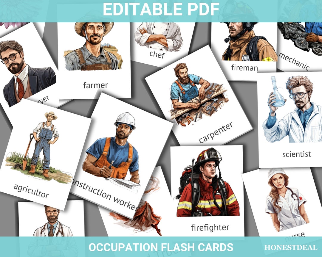 Occupation Flash Card JPG, Montessori Cards Home Schooling Education ...