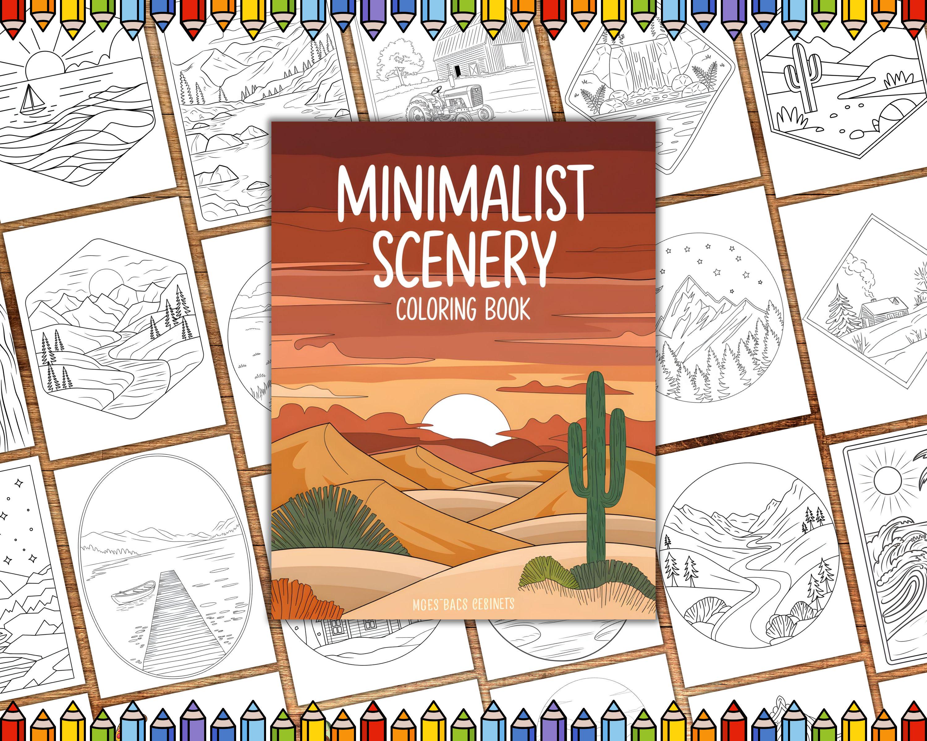 Minimalist Scenery Coloring Pages, Minimalist Art Coloring Book, Adult ...