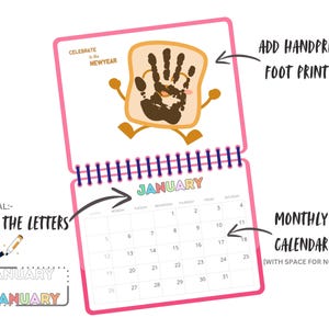 Handprint Calendar 2025, Printable Handprint Craft, Memory Calendar ...