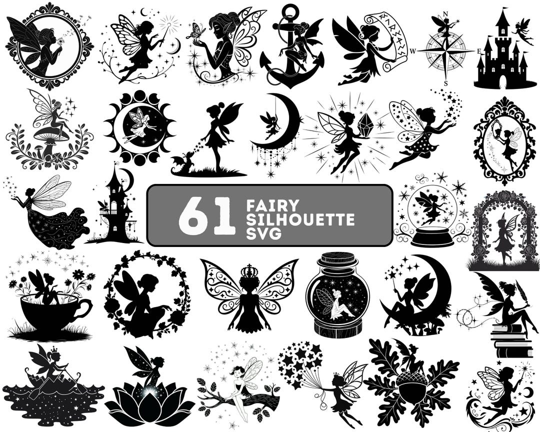 Fairy Silhouette SVG Bundle | Magical Forest Fairies Clipart ...
