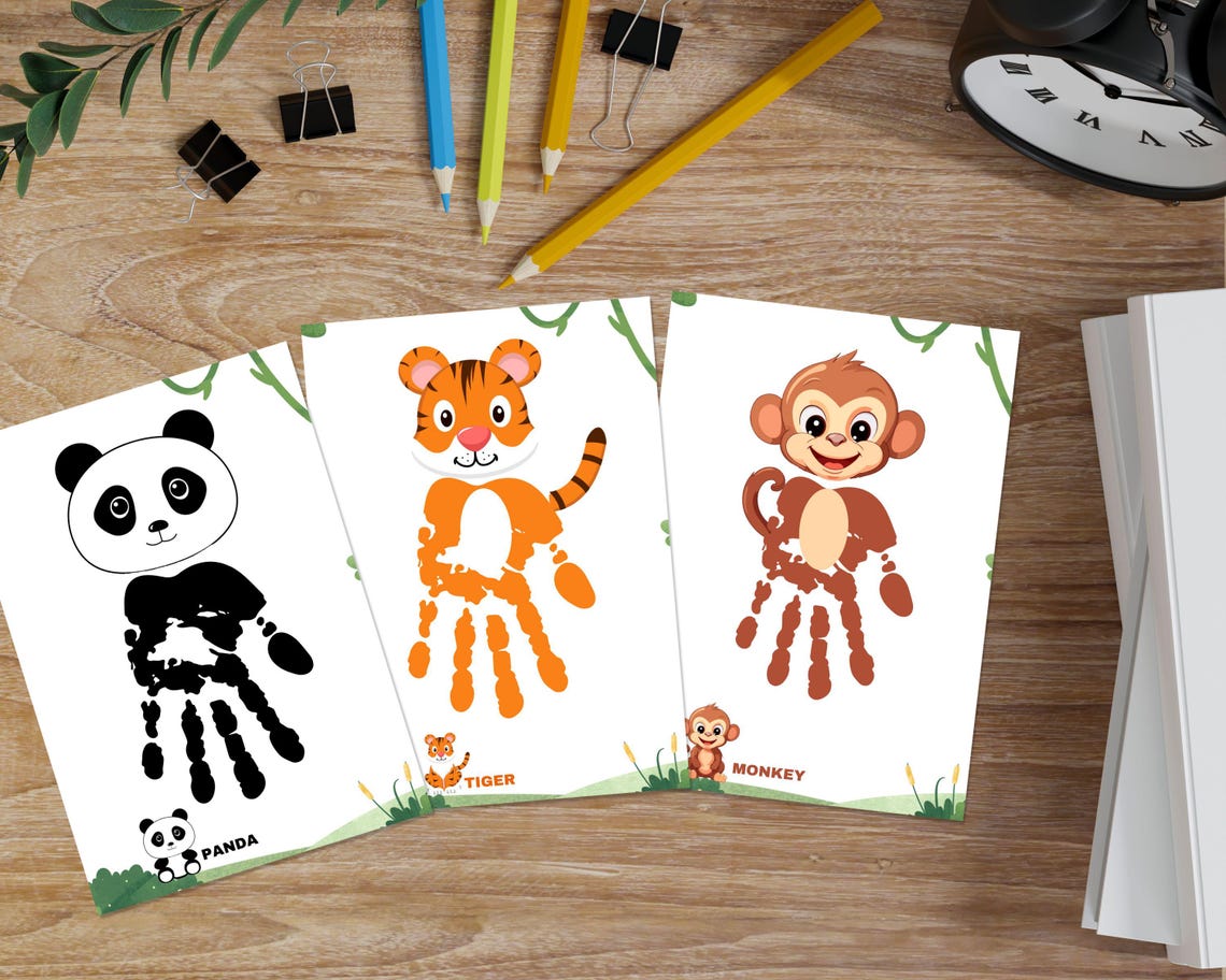 Wild Animal Handprint Craft, Printable Handprint Keepsake, Safari ...