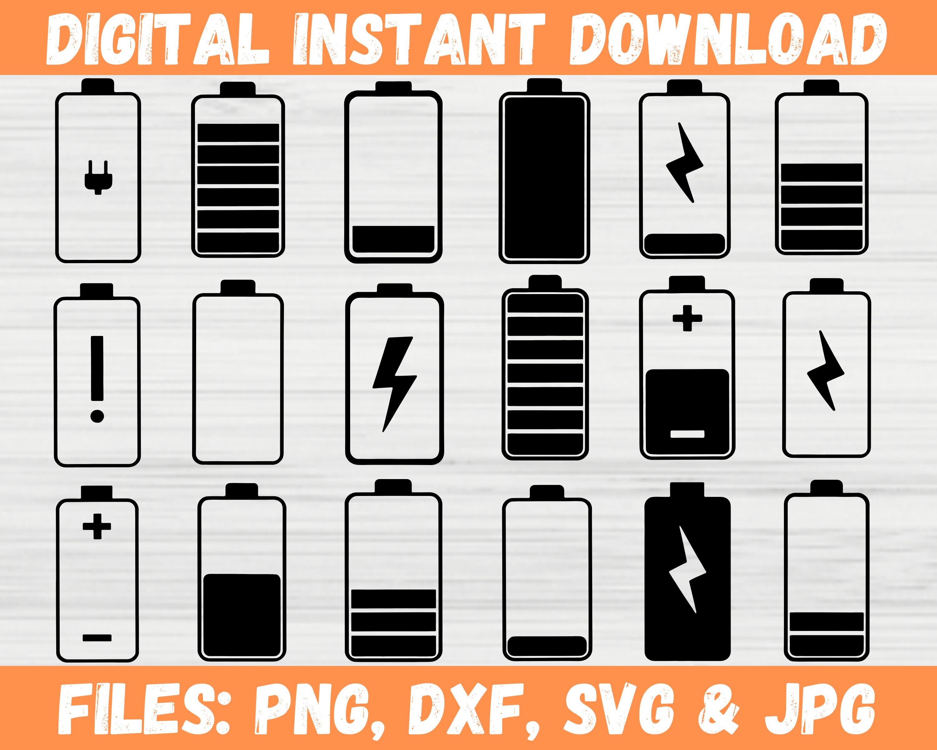 Phone Battery SVG Bundle Low Power Charging Symbol Energy - Etsy