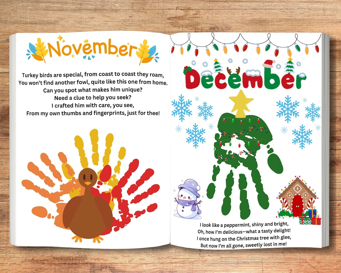 Handprint Memory Book Printable, Kids Keepsake Art, Preschool Handprint ...