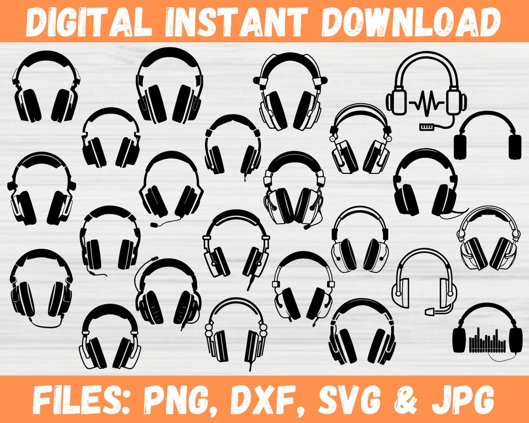 Gaming Headset SVG Bundle DJ Music Earphone Gamer Headphone Clipart ...