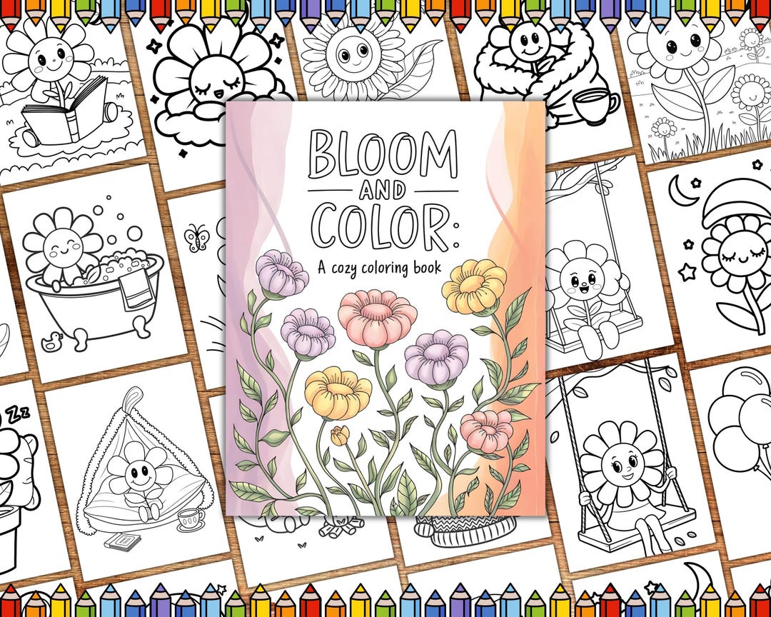 Cute Cozy Flowers Life Coloring Pages, Cozy Girl Life Coloring Pages ...