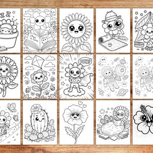 Cute Kawaii Flower Coloring Pages, Kawaii Coloring Book, Cute Cozy ...