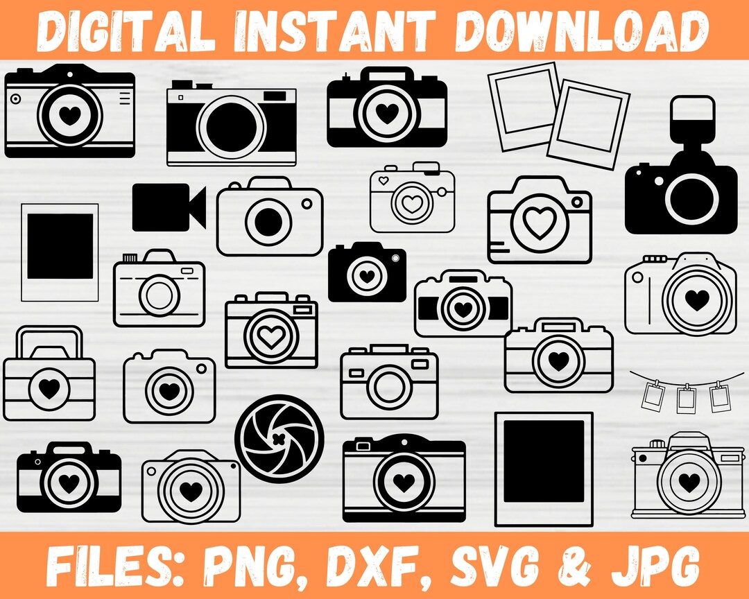 Camera Photography SVG Bundle Vintage Wedding Photo Taking Camera ...