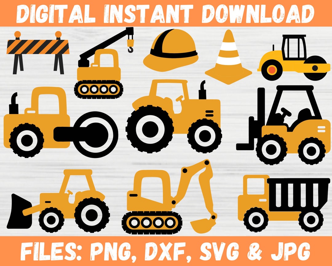 Construction SVG Bundle, Construction Trucks Clipart, Builder Equipment ...