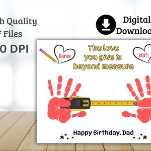 Dad Birthday Handprint Craft, Grandpa Birthday Handprint Art, Dad Craft ...