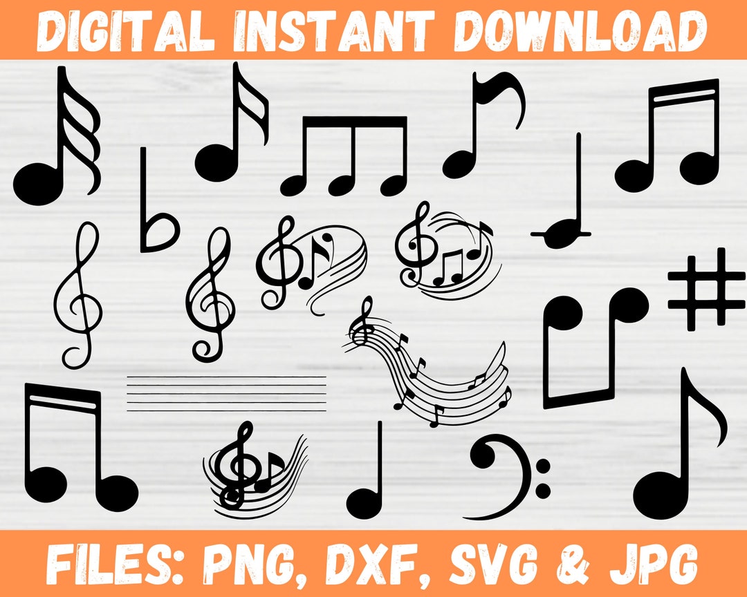 Music Notes SVG Bundle Music Symbols Treble Clef Svg Silhouette Clipart ...