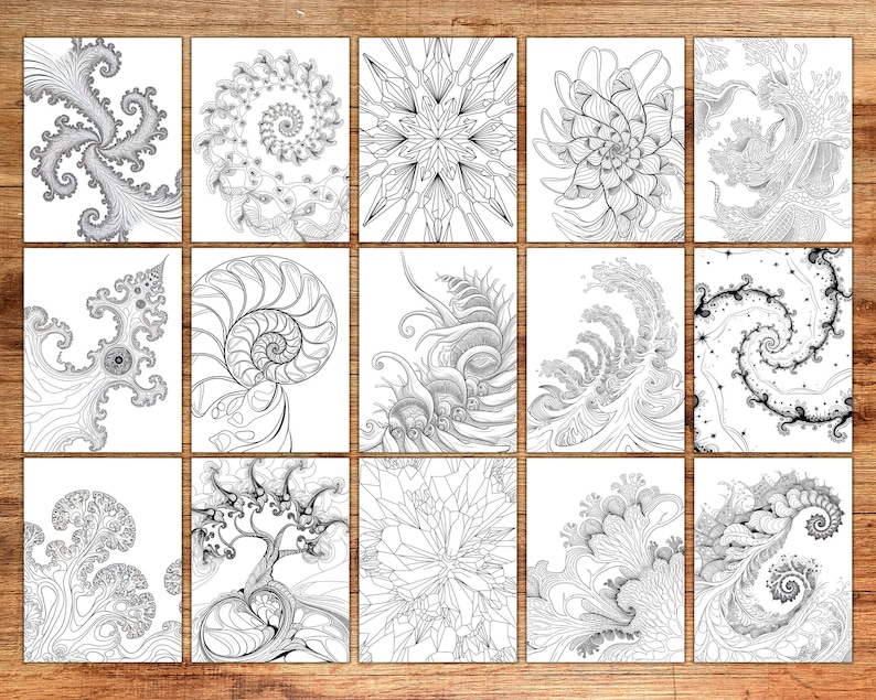 Living Fractals Coloring Book, Fractal Pattern Coloring Pages ...