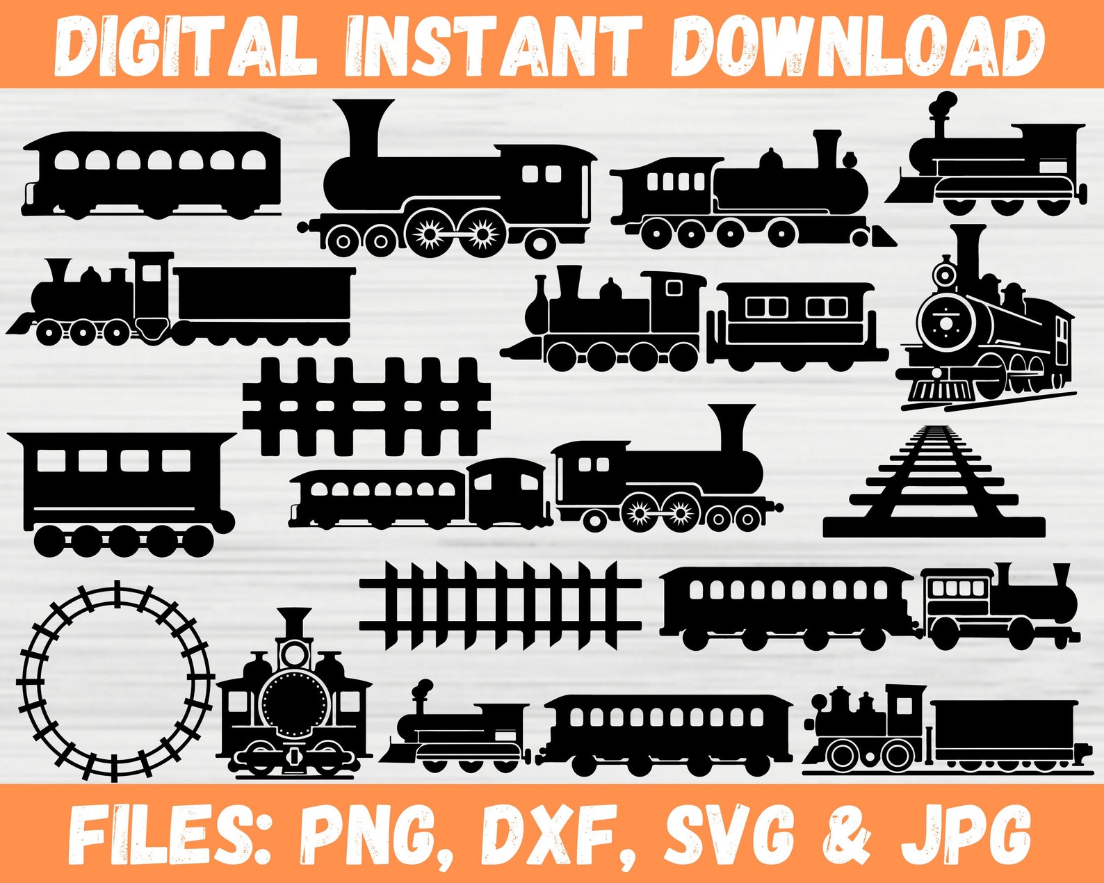 Vintage Train SVG Bundle, Steam Locomotive Cut Files, Railroad SVG PNG ...