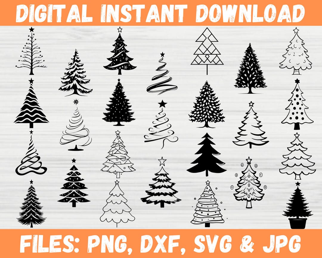 Christmas Tree SVG Bundle, Christmas Clipart, Pine Tree SVG, Christmas ...