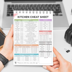 Kitchen Conversion Chart Printable - Cooking Cheat Sheet - Baking Measurements - Recipe Guide ...