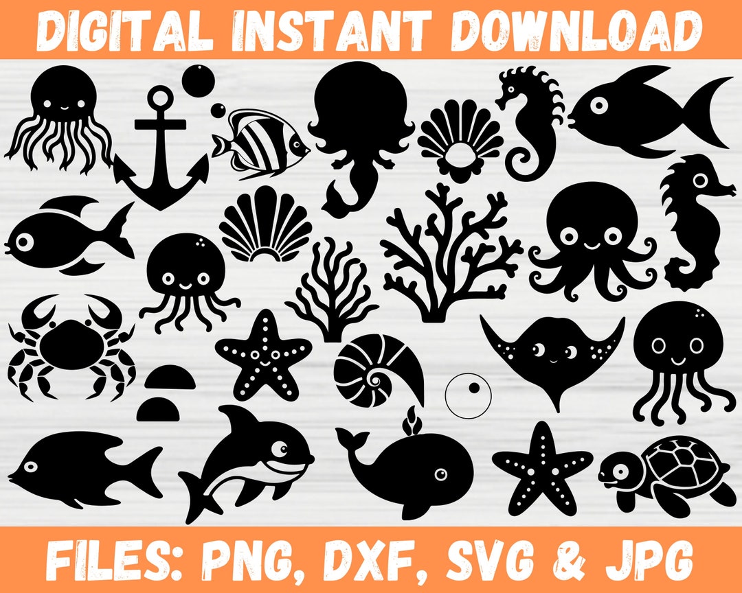 Under the Sea SVG Bundle, Cute Ocean Animals Clipart, Underwater Animal ...