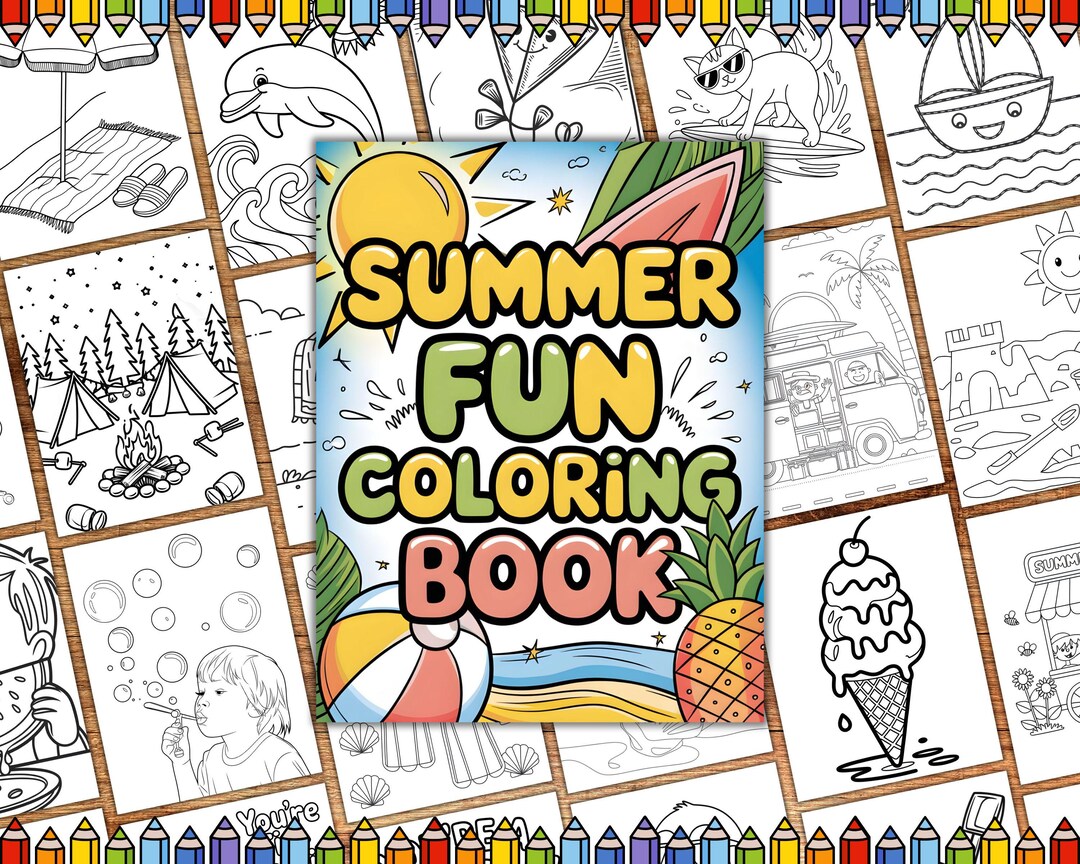 Summer Fun Coloring Pages, Bold and Easy Coloring Books, Summer ...