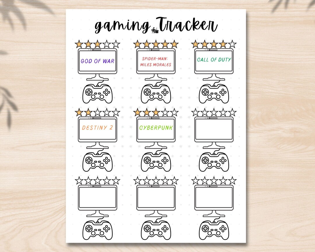 Video Gaming Tracker, Gamer Log, Gaming Journal Page, Gaming Tracker ...