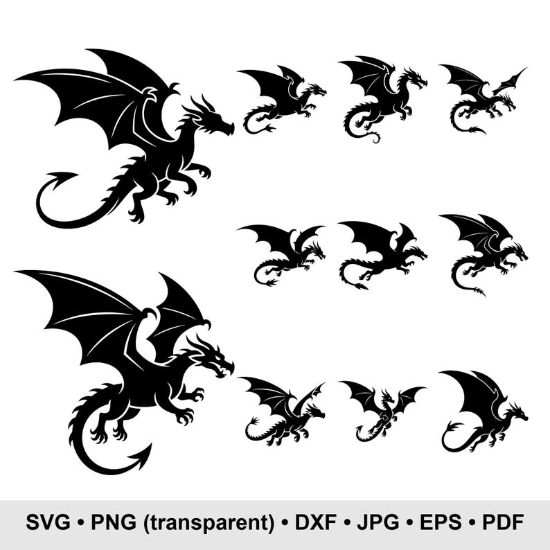 75+ Flying Dragon Silhouette SVG Bundle | Dragon Cut File for Cricut ...