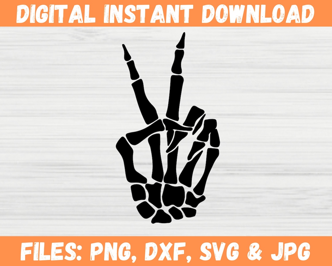 Skeleton Peace Sign SVG, Digital Download for Halloween Shirt & Decals ...