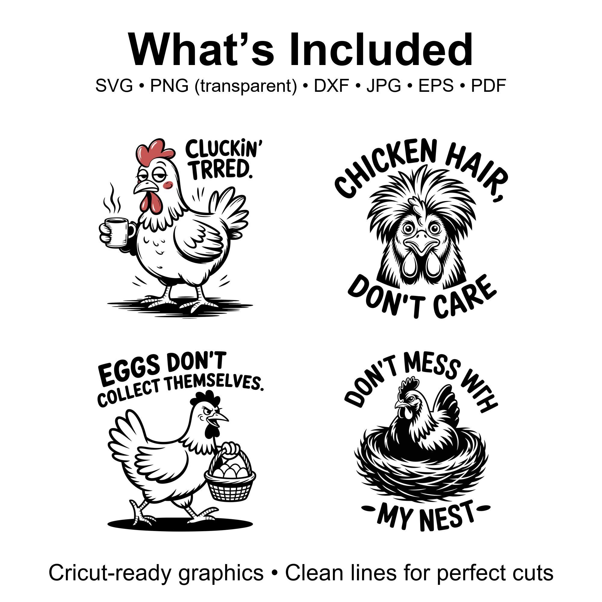12 Funny Chicken SVG Bundle | Crazy Chicken Cut Files for Cricut | Hen ...
