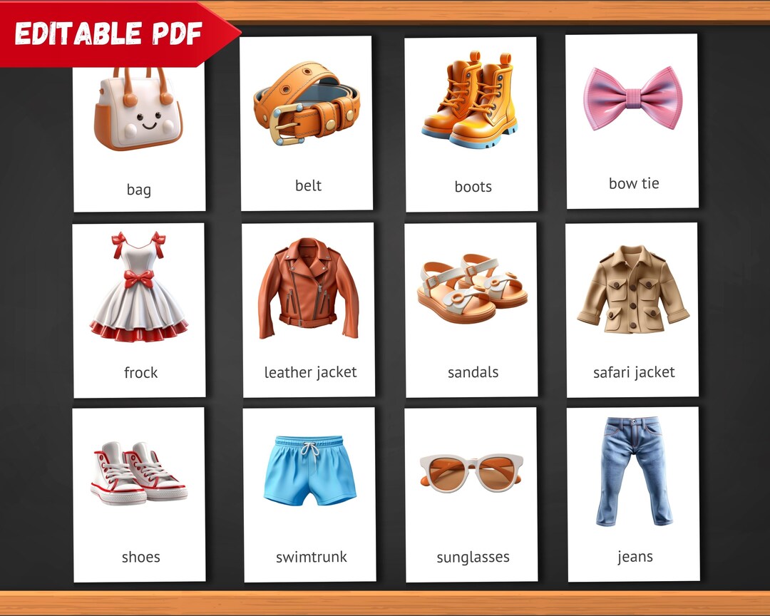 Montessori Clothing Flashcards for Kids Printable Toddler Learning ...